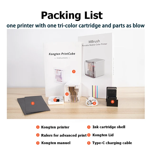 Portable Mobile Color Mini Handheld Printer WIFI USB for ios Android ...