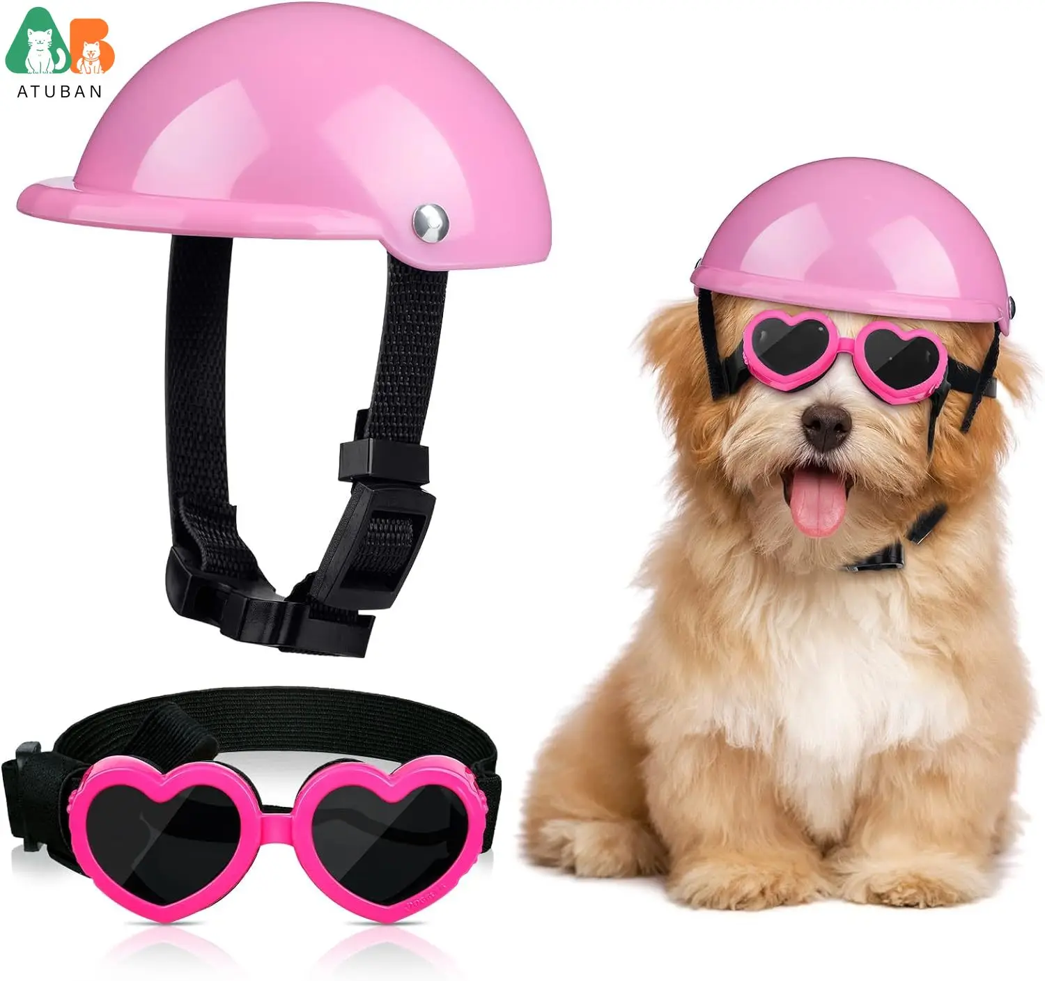 ATUBAN-2-Pieces-Small-Dog-Helmet-and-Goggles-Puppy-Sunglasses-UV ...