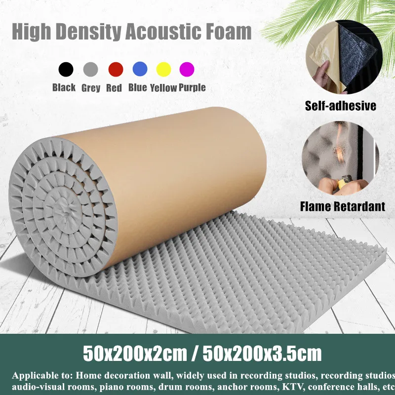1Roll Self-adhesive 50x200cm Acoustic Foam Sound Insulation Panels High ...