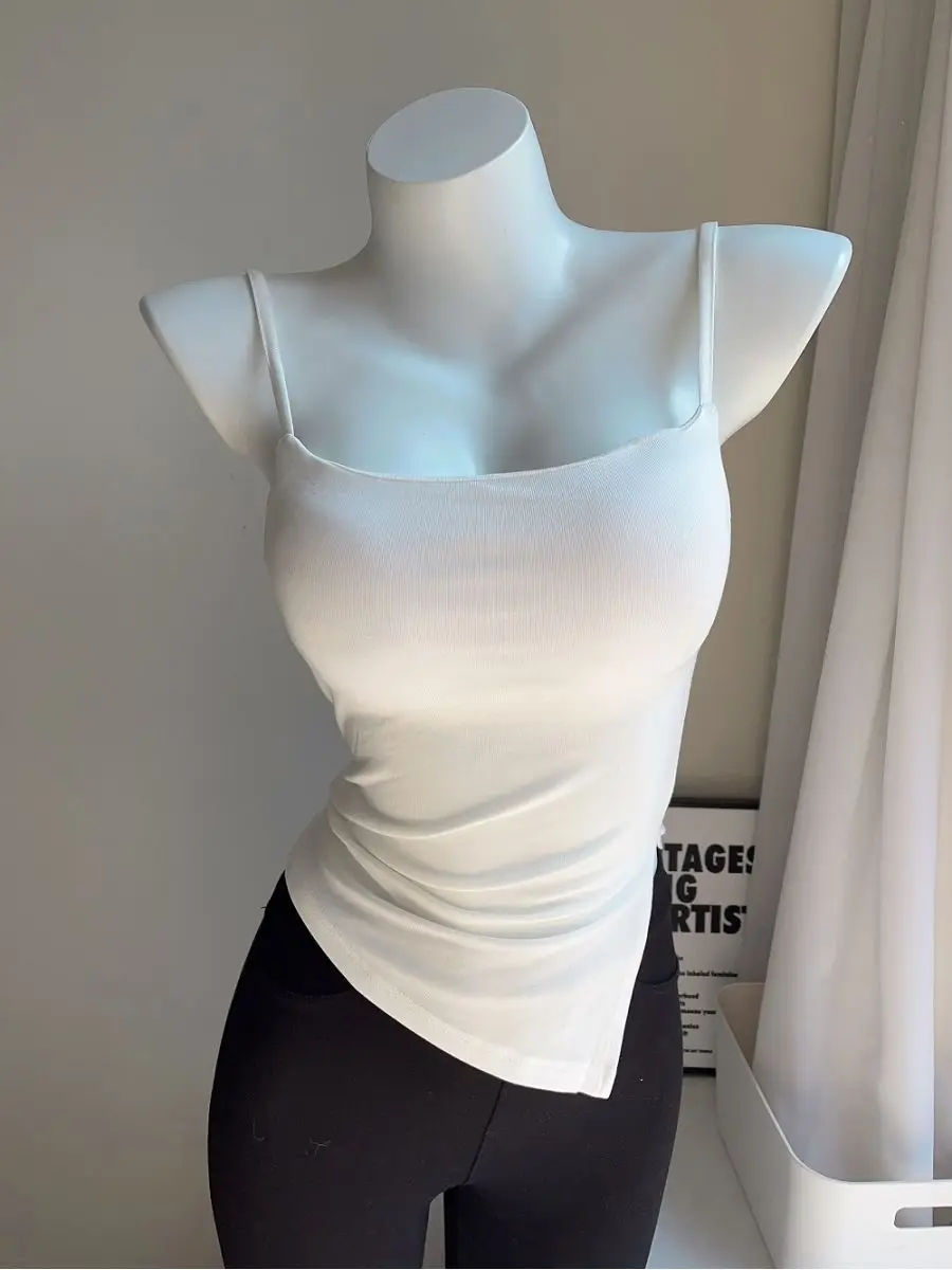 Women-s-U-Neck-Suspender-Halter-Vest-Female-Inner-Lap-Side-Slit-Skinny ...