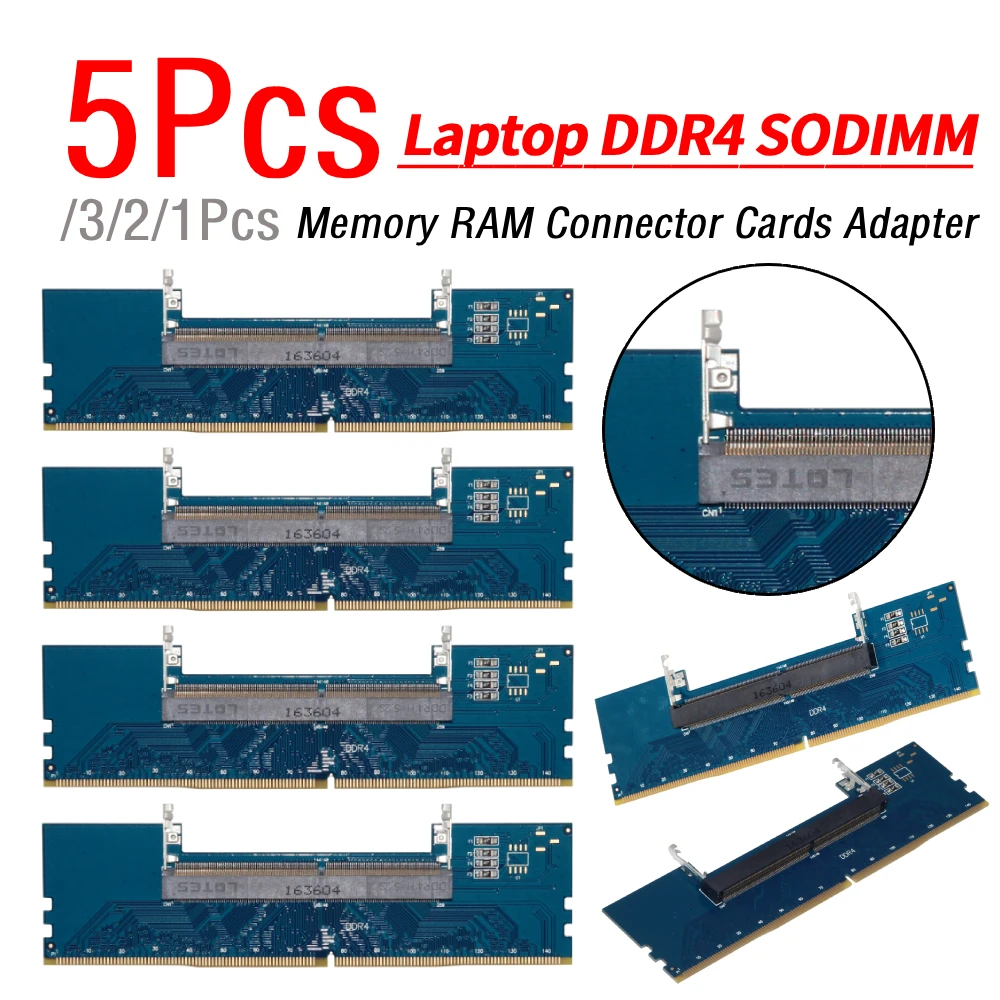 1-5Pcs Laptop DDR4 SODIMM To Desktop DIMM Memory RAM Connector Adapter ...