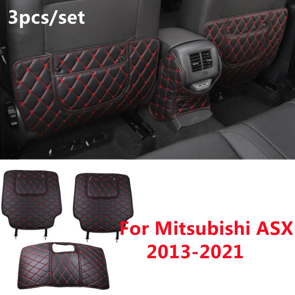 SJ PU leather Car Rear Seat Anti Kick Pad Back Seats Cover Armrest Anti ...