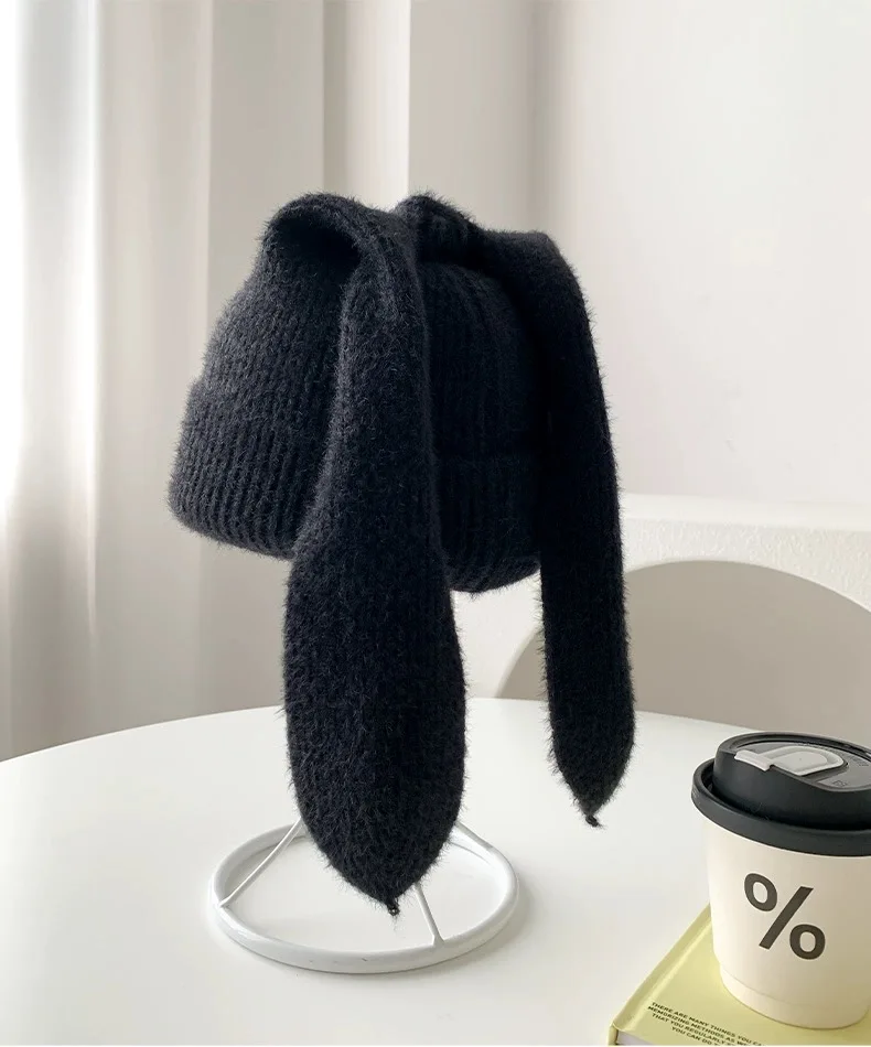 Winter-Women-Rabbit-Ear-Beanies-for-Girl-Cute-Ears-Hats-for-Women-Solid ...