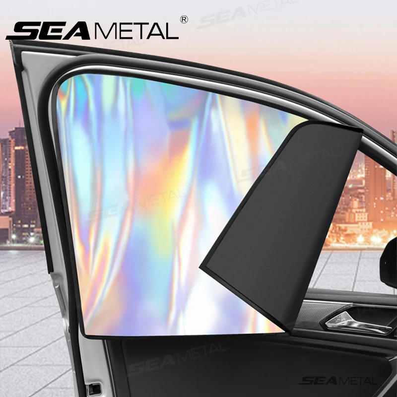 SEAMETAL Magnet Car Side Window Curtain Laser Coating Car Sunshades UV ...