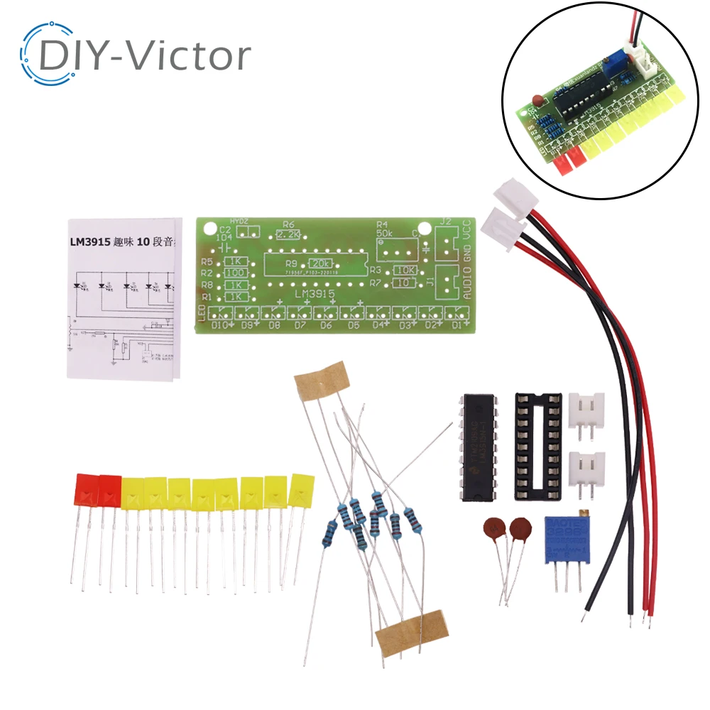Lm3915 10 Led Sound Audio Spectrum Analyzer Level Indicator Kit Diy ...