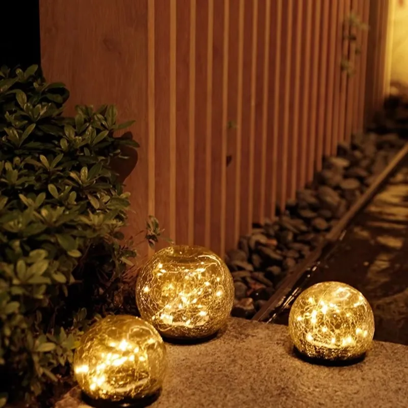 Light Emitting Diode Warm White Outdoor Decoration Cracked Glass Solar ...