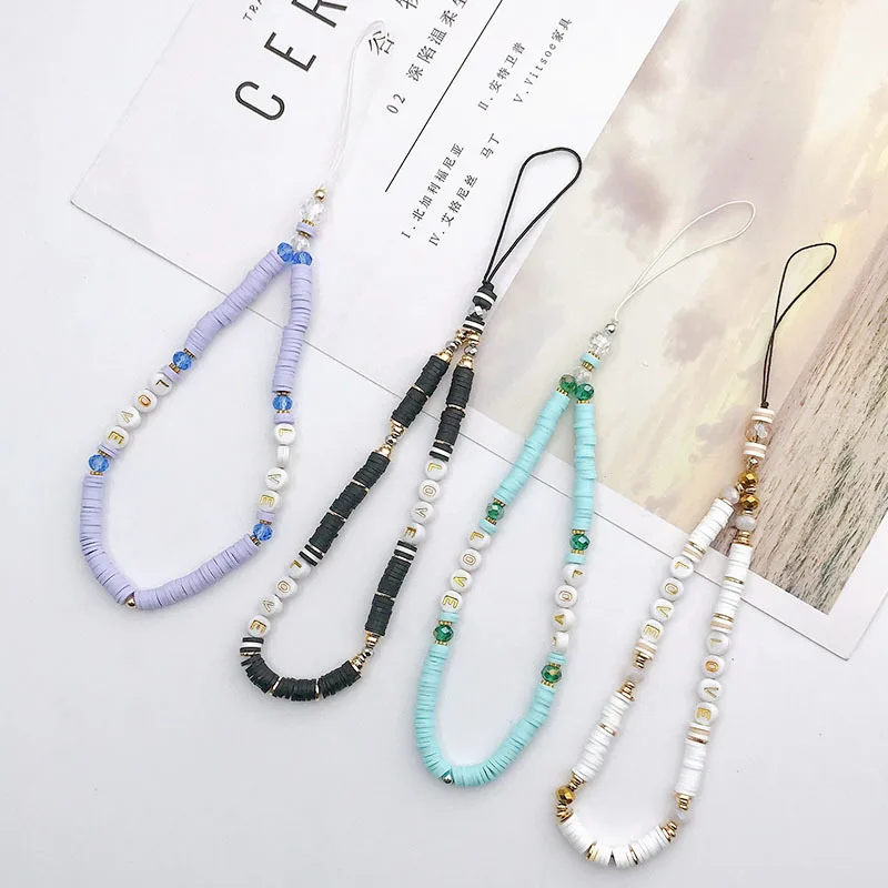 New Color Pottery LOVE Mobile Phone Chain Handmade Diy Beaded Mobile ...