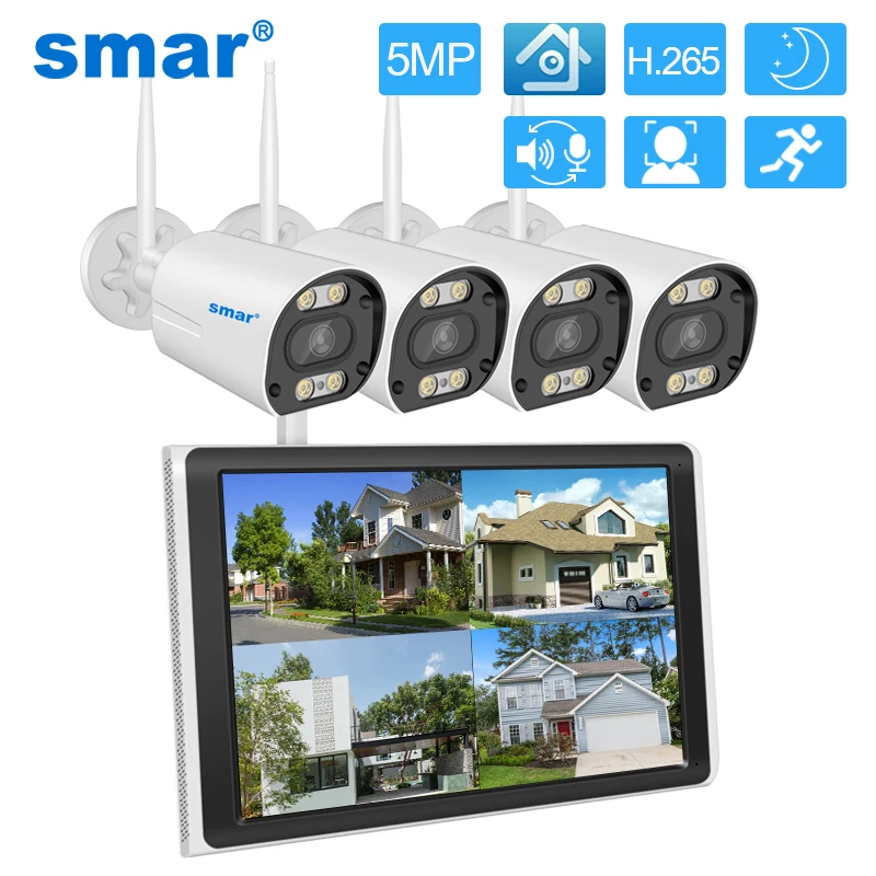 Smar sistema de seguridad CCTV inalámbrico, 8CH, 5MP, 3MP, Monitor de ...