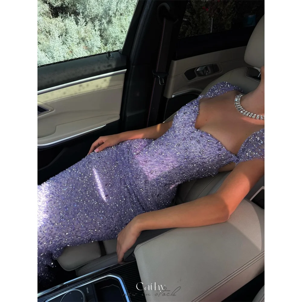 Cathy Customized Purple Luxury Rhinestones Mermaid Prom Dress Off The ...