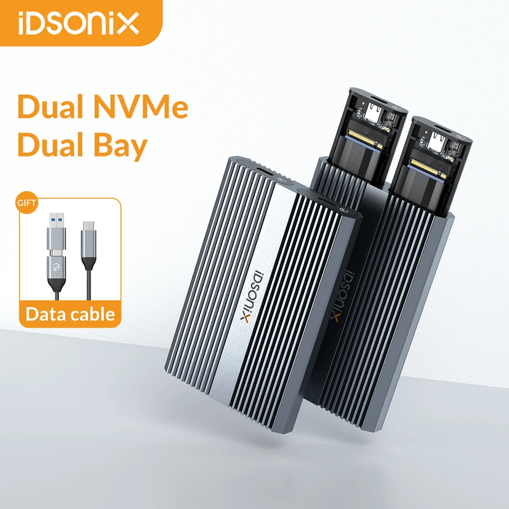 iDsonix-Dual-Bay-NVMe-SATA-SSD-Enclosure-M-2-Dual-NVMe-Hard-Drive-Case ...