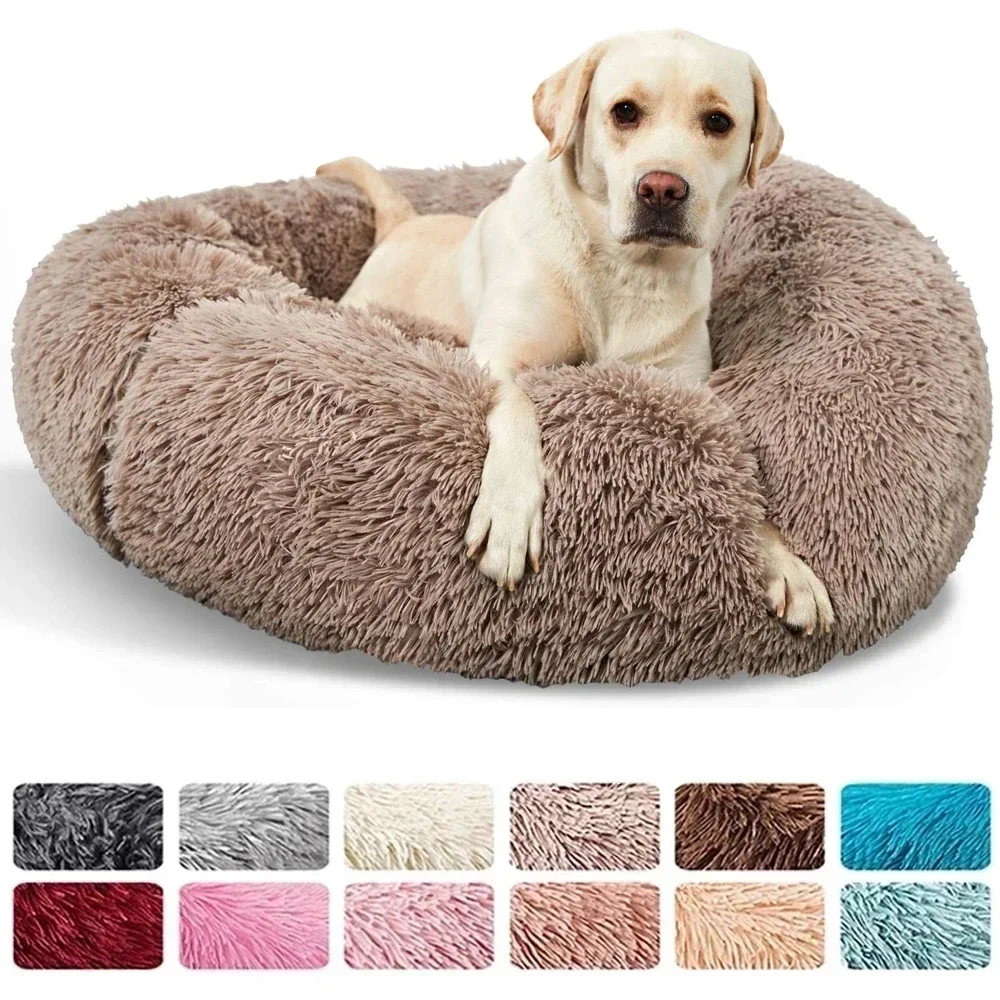 Round-Dogs-Bed-Cat-Bed-House-Kennel-Pet-Mats-Soft-Long-Plush-Mat-Pet ...