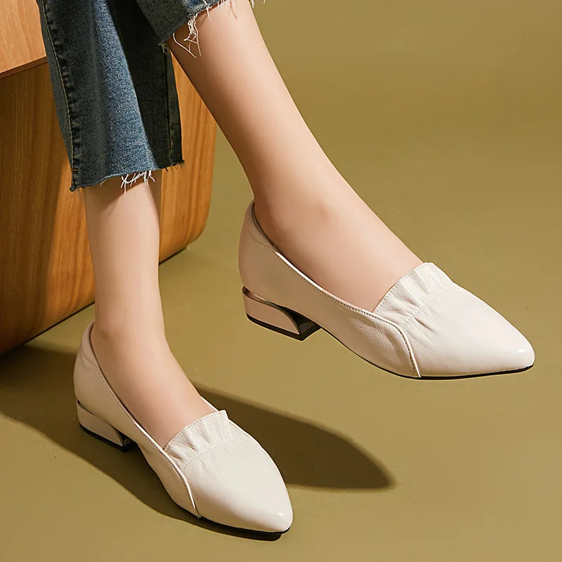 Womens Single Shoes Square Low Heel Work Shoes Spring/autumn Loafers ...