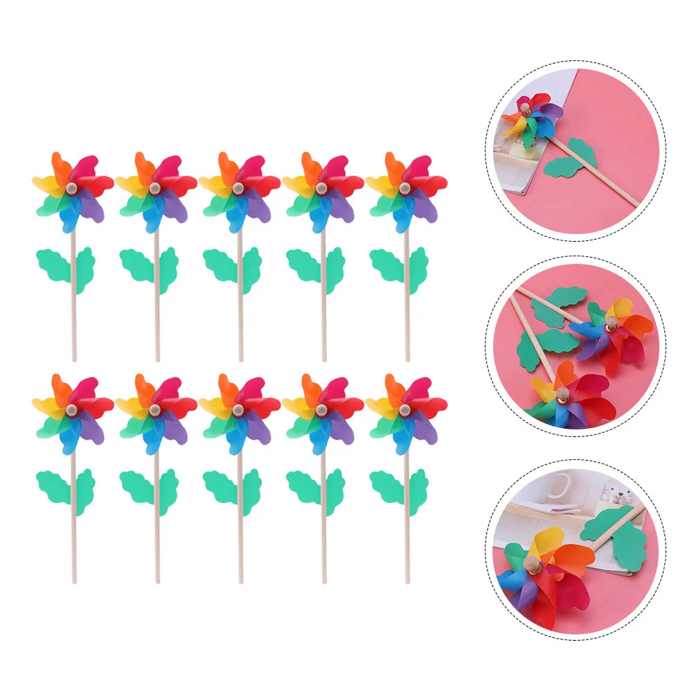14-Pcs-Spinner-Mini-Colorful-Wooden-Pole-Windmill-Child-Animals-Outdoor ...