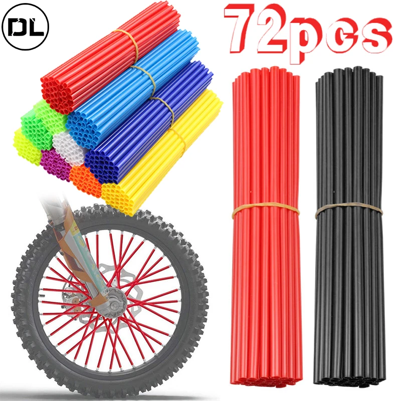 72 Pcs Universal Motorcycle Dirt Bike Wheel Rim Cover Spoke Skins Wrap ...