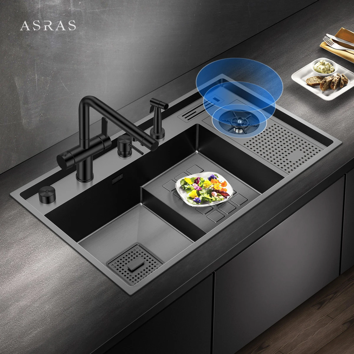 ASRAS 8448NJ Large Size Kitchen Sink 304 Stainless Steel Sinks Above ...