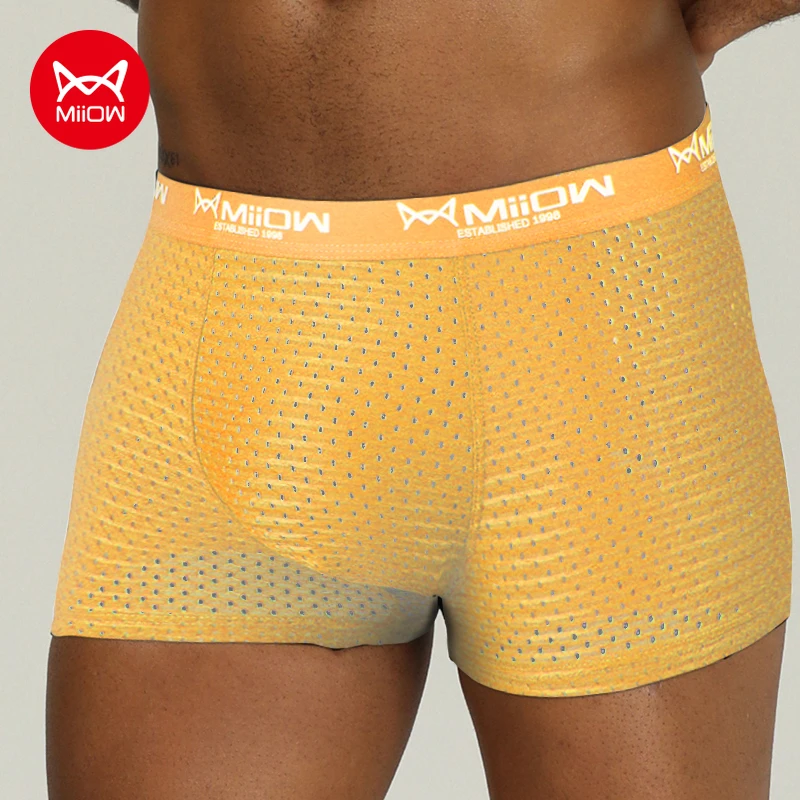 MiiOW Sexy Men Boxer Shorts Underwear Mesh Breathable Ice Silk Male Panties Lingerie Underpants ...