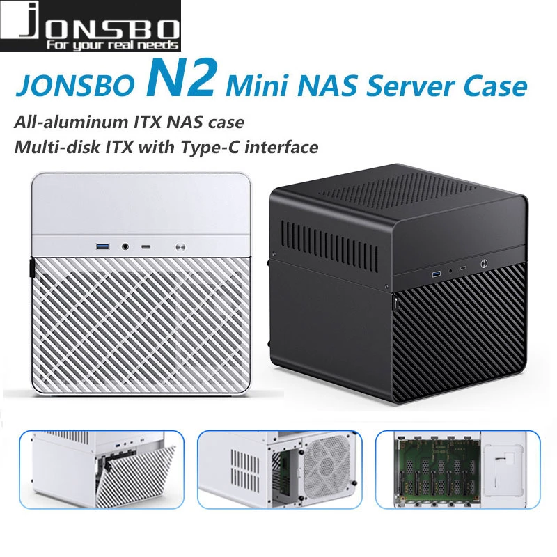JONSBO N2 Mini NAS Case ITX 5+1 Disk Min iAluminum with Steel Plate CaseSupport 65mm CPU Cooler ...