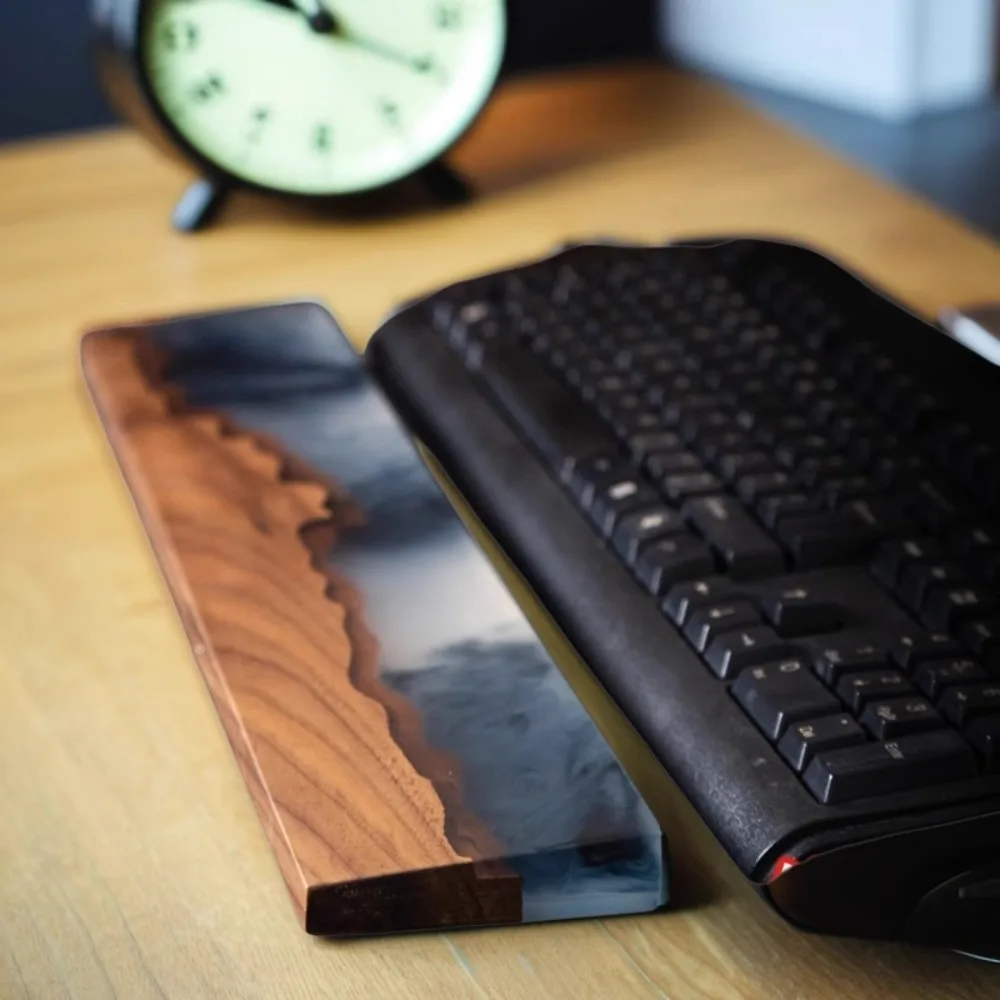 Walnut Resin Keyboard Wrist Rest Custom Artisan Ergonomic Hand Rest for ...