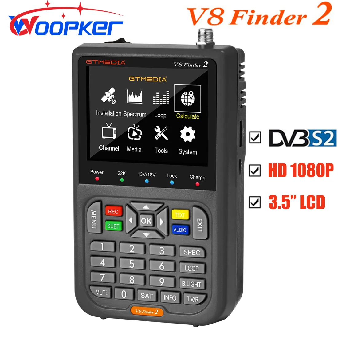 Woopker-V8-Finder2-Satellitenfinder-Digital-FTA-DVB-S-S2-S2X-Signaldetektor-Empf-nger-LCD ...
