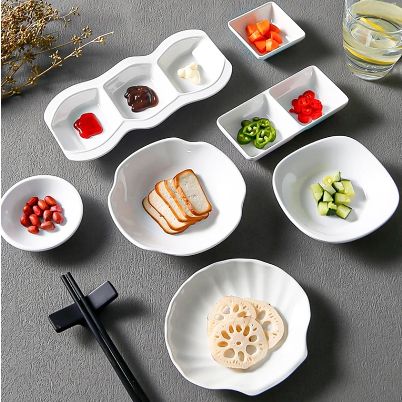 Durable-White-Melamine-Dipping-Saucer-Muti-grid-Dish-Scallion-Garlic ...