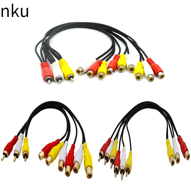Nku-3RCA-Male-Female-Audio-Video-AV-Cables-3-RCA-Male-To-6-RCA-9RCA ...