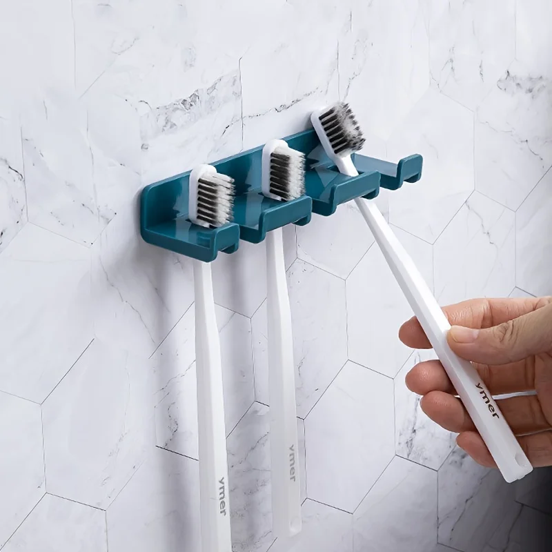 Wall-Mounted-Adhesive-3-Slot-Toothbrush-Holder-Seamless-Reusable-No ...