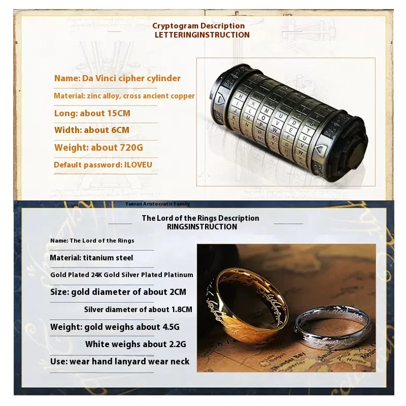 Da Vinci Password Lock and Gift Box Cylinder Retro Password Puzzle ...