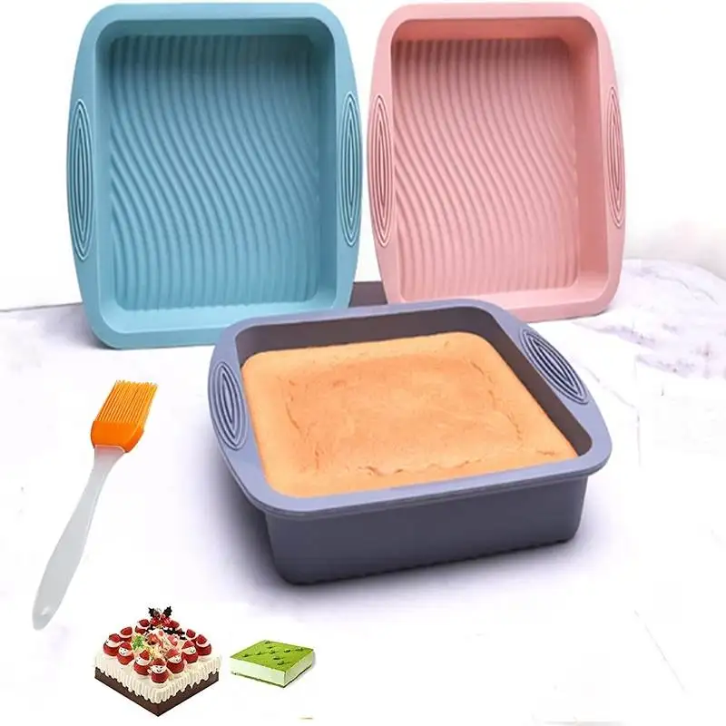 24CM-Square-Cake-Pan-Toast-Pan-Bread-Pan-Silicone-Baking-Pan-Baking ...