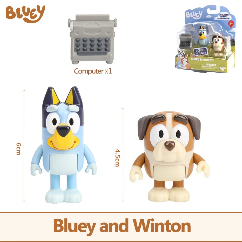 Bluey Bingo And Winton Anime Figure movible Joint PVC Model Dolls Set ...