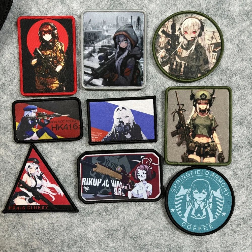Anime Girl Printed Patch Gun Girl Morale Armband Military Tactical ...