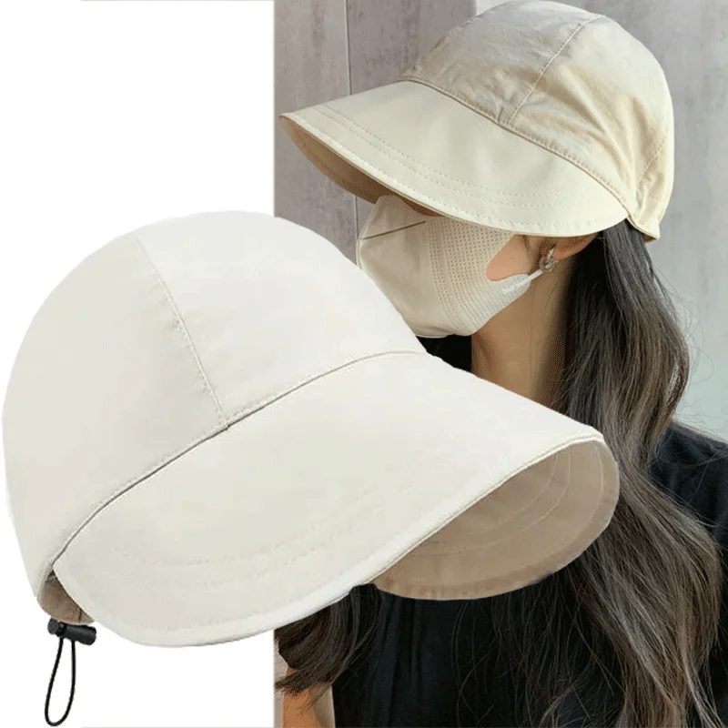 Wide Brim Fisherman Sun Hat Foldable Drawstring Adjustable Caps for Men ...