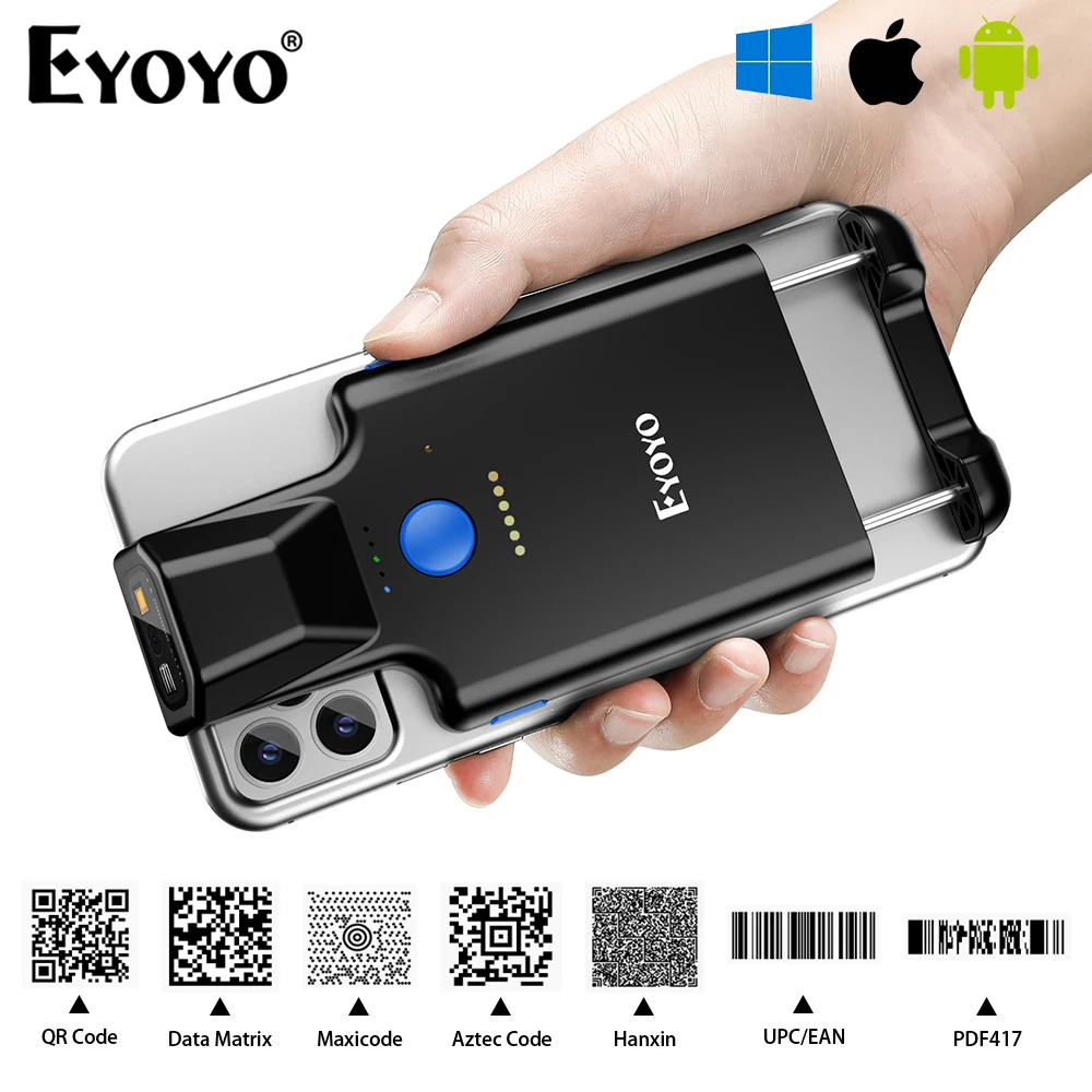Eyoyo Portable 1D/2D Back Clip Bluetooth Barcode Reader Works With ...