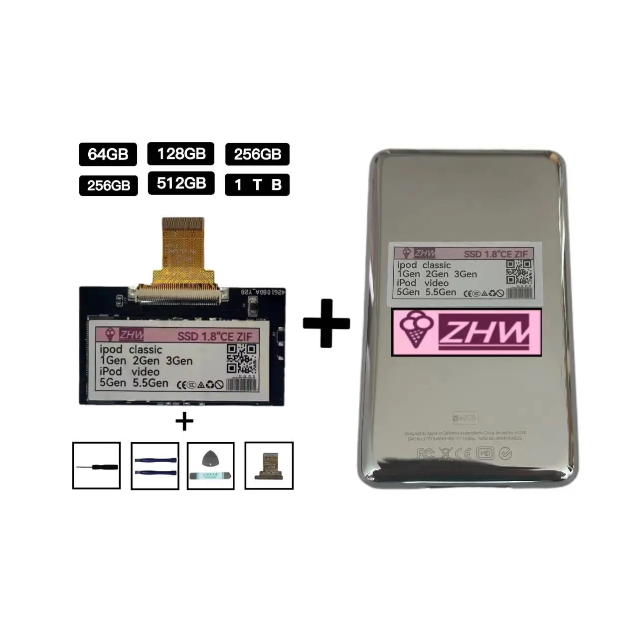 iPod-classic-Upgrade-Kit-SSD-64GB-128GB-256GB-512GB-1TB-Includes-back ...