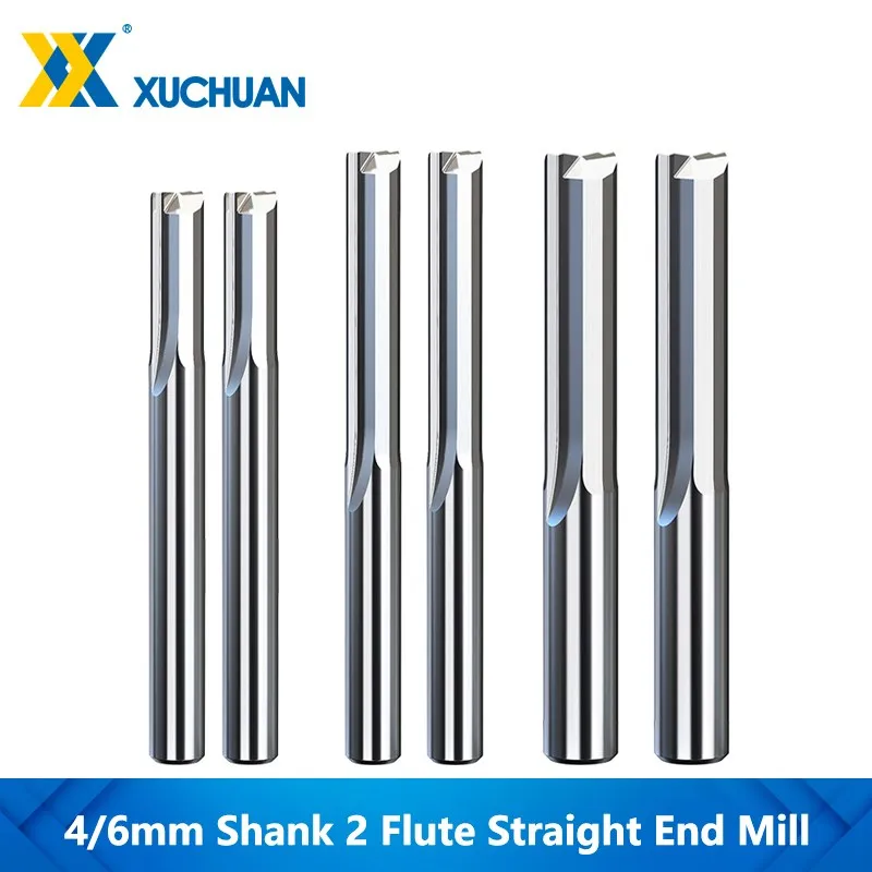 2 Flute Straight End Mill CNC Router Bit 10pcs 3.175/4/6mm Shank For ...