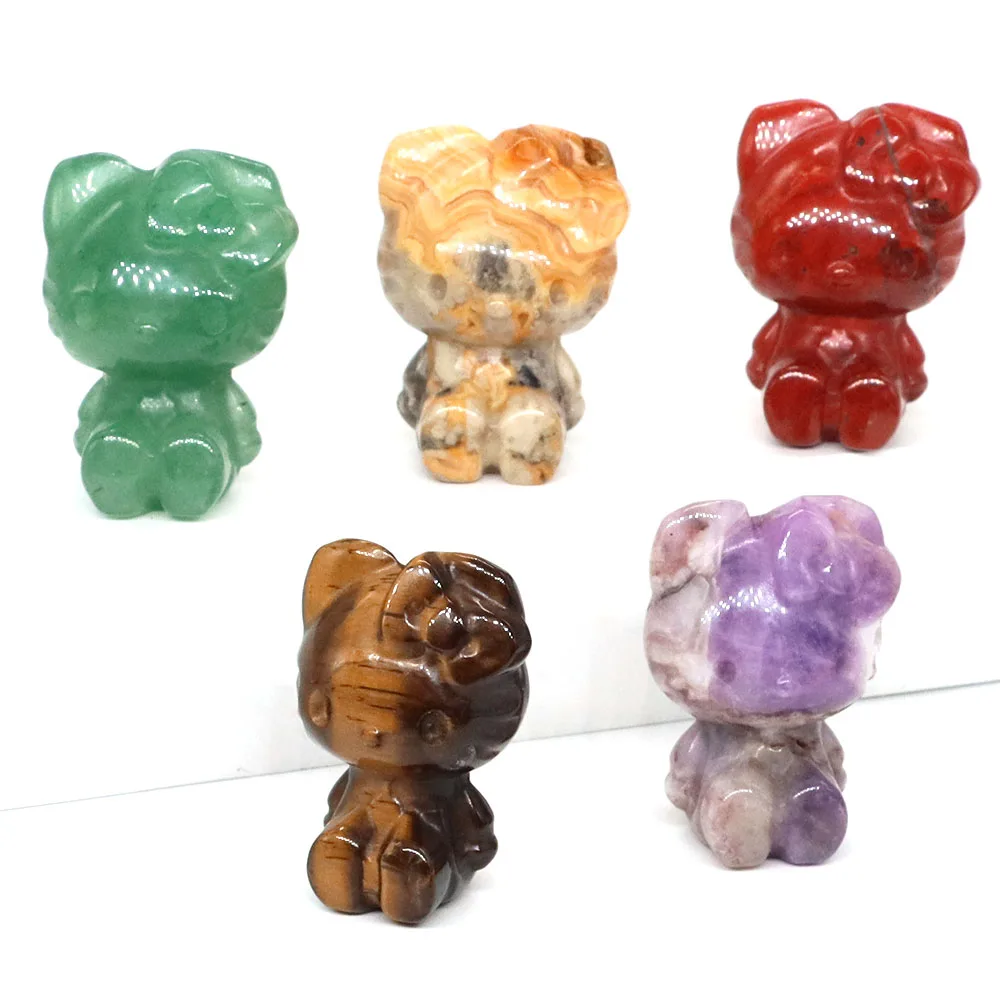 1-4-Cute-Cartoon-Cat-Statue-Natural-Stone-Healing-Crystal-Quartz-Animal ...