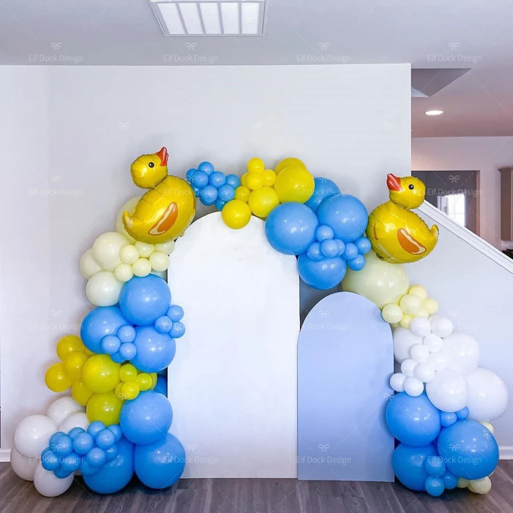Cartoon Animals Mini Duck Foil Balloon Arch Garland Kit Yellow Blue ...