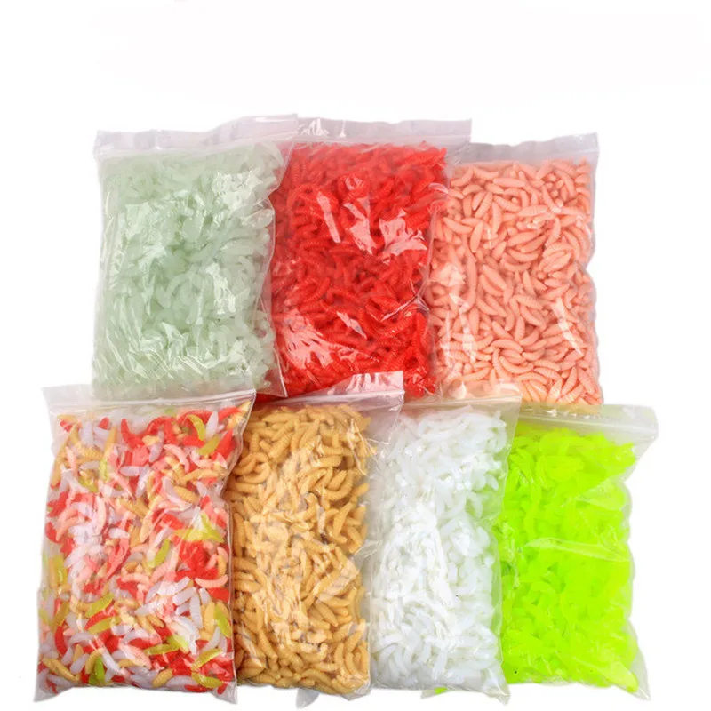 50PCS-Bag-Bread-Worm-Silicone-Artificial-Baits-2cm-0-3g-Maggot-Grub ...