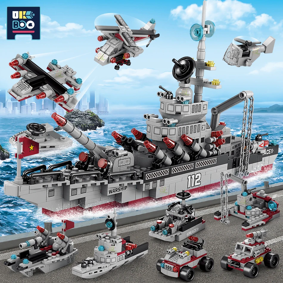 554pcs-8in1-Military-Ship-Aircraft-Cruiser-Building-Blocks-Army-Warship ...