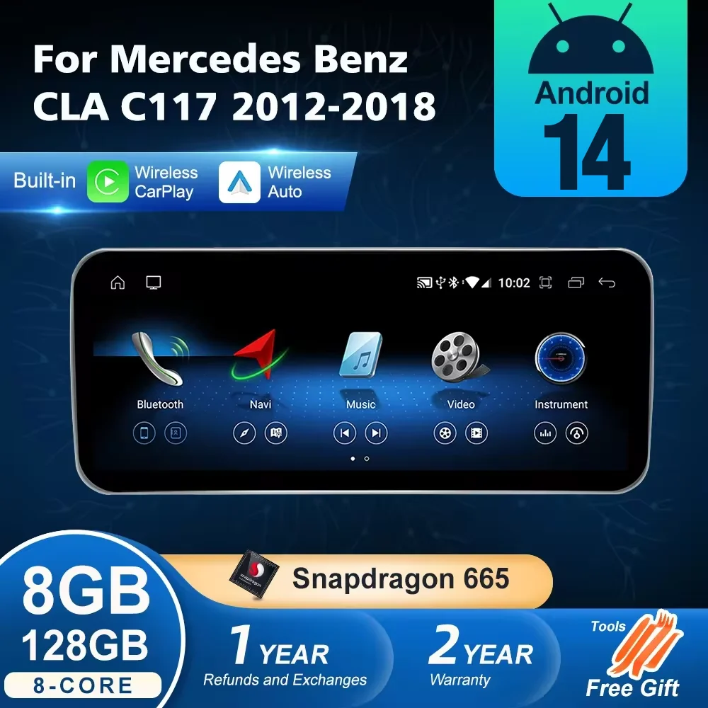 Android-14-Wireless-Auto-CarPlay-dla-Mercedes-Benz-CLA-C117-2012-2018 ...