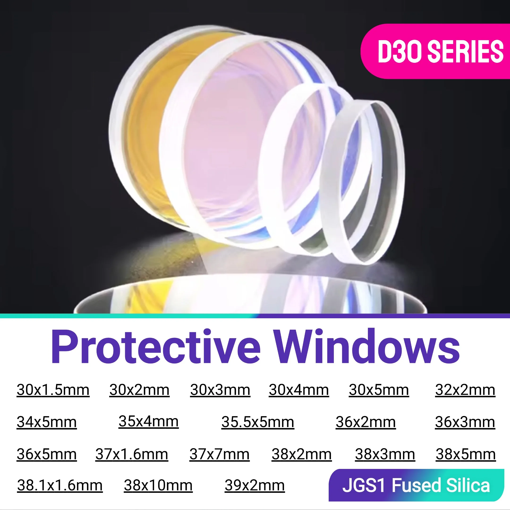 Header Protective Windows Lense 30x1.5 30x5 34x5 37x7 Fiber Laser Lens ...