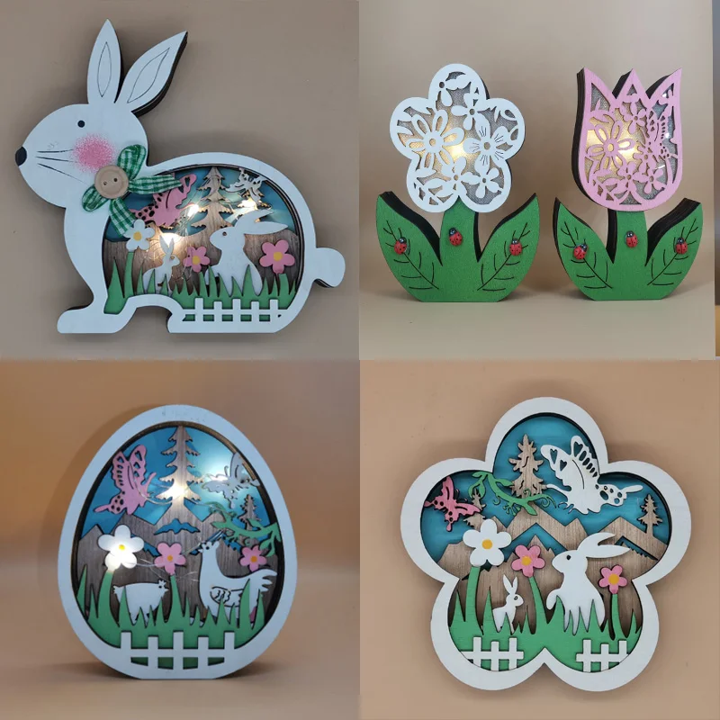 Easter-Led-Light-Wooden-Easter-Bunny-LED-Light-Tale-Lamp-Home-Children ...