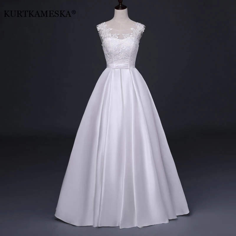 White Satin Bride Dress Elegant Embroidery Lace Formal Evening Summer ...
