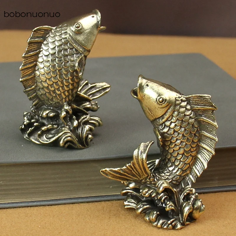 Solid-Copper-Koi-Fish-Figurines-Miniatures-Office-Desktop-Ornament ...