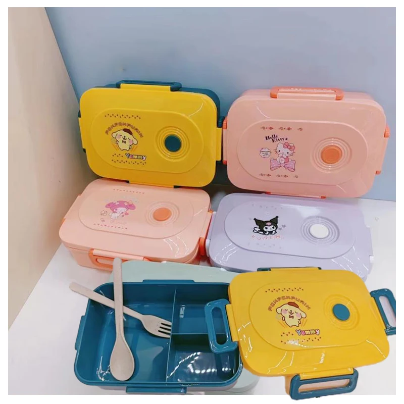 Kuromi-Hello-Kittys-Kawaii-Cartoon-Sanrioed-Plastic-Three-Compartment ...