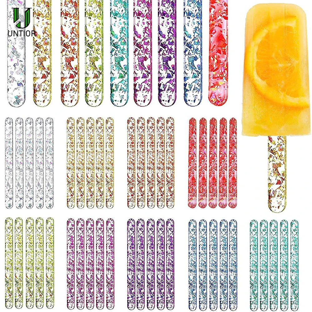 UNTIOR-5PC-Reusable-Ice-Cream-Sticks-Acrylic-Popsicle-Sticks-Cake-Candy ...