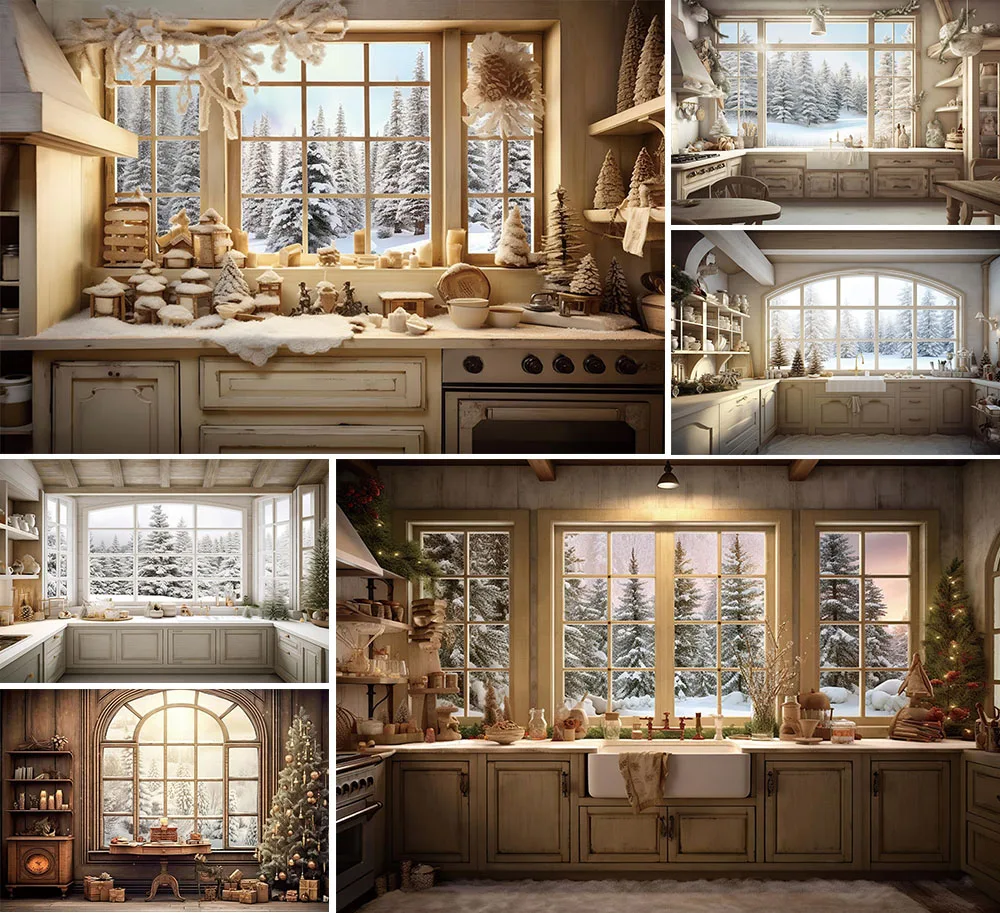 Mehofond-Photography-Background-Winter-Christmas-Kitchen-Forest-Snow ...