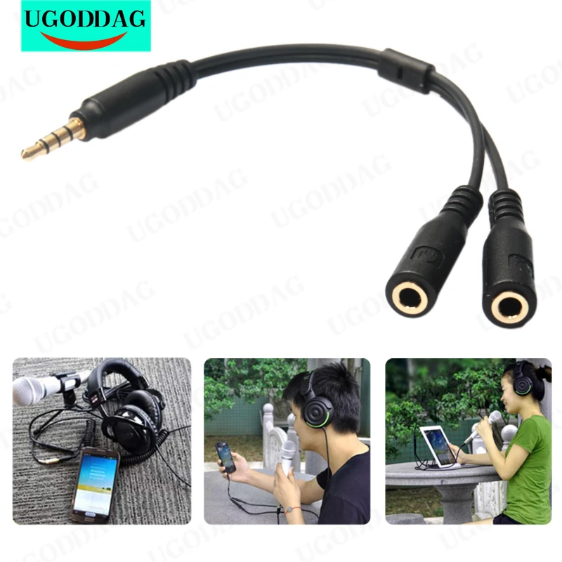 3-5mm-TRRS-Jack-Male-To-3-5mm-TRS-Female-AUX-Adapter-Mic-Headphone-Y ...