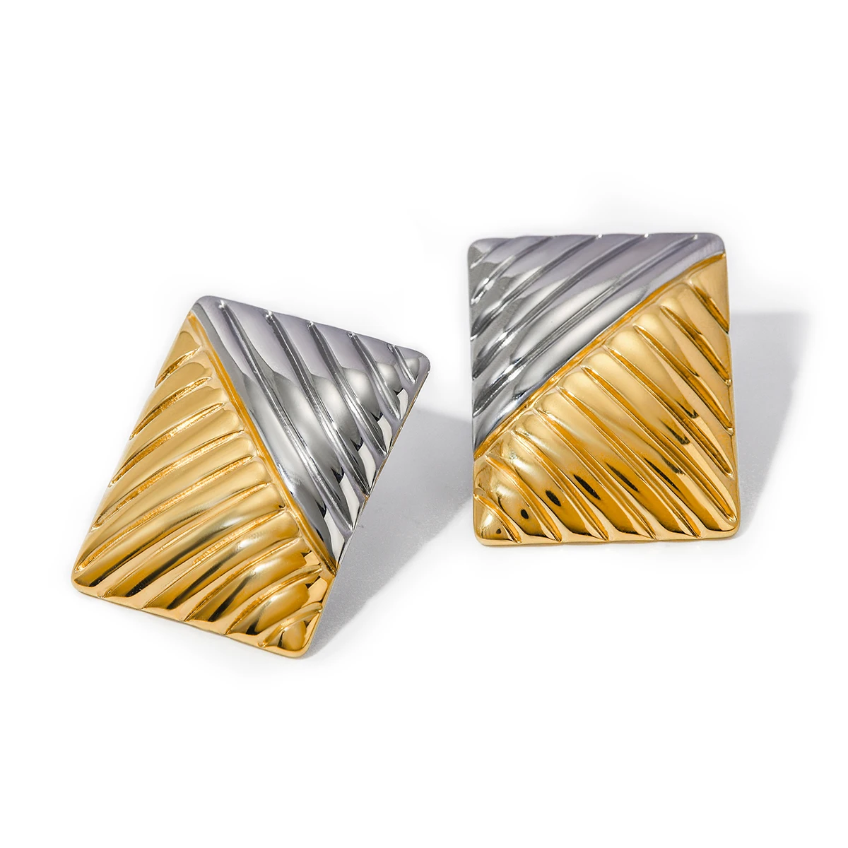 Jewelryposter-Minimalist-Metal-Gold-Silver-Colorblock-Square-Textured ...