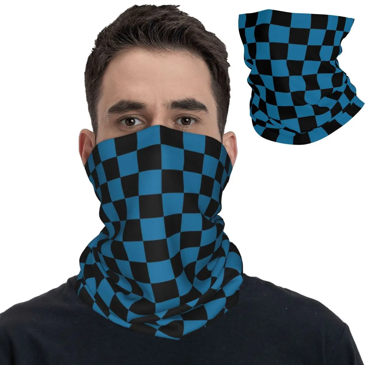 Blue-And-Black-Checkered-Bandana-Neck-Gaiter-Printed-Balaclavas-Mask ...
