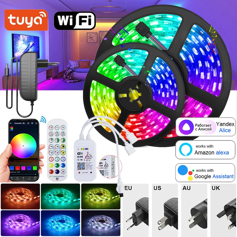 Led-Strip-Lights-Bluetooth-Wifi-Alexa-Rgb-Led-Tape-12V-Smart-APP-50ft ...
